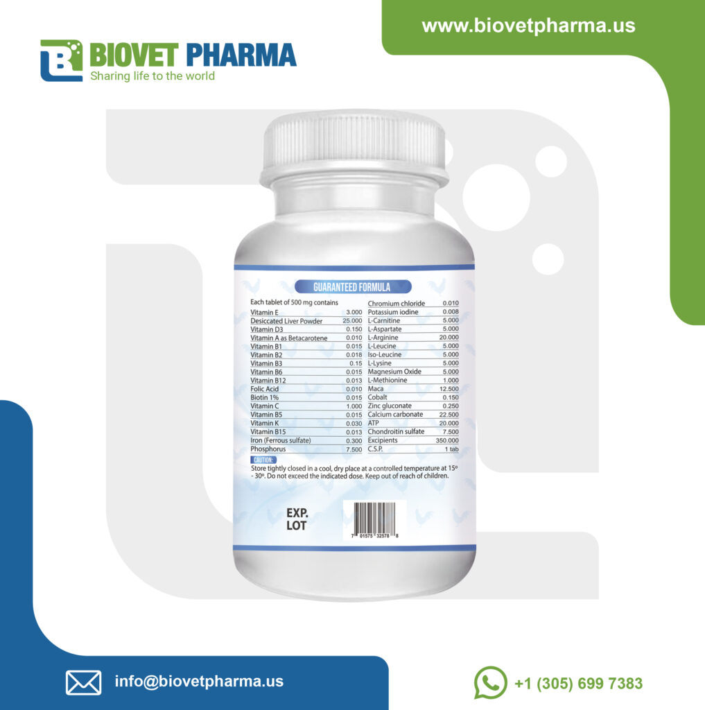 Gallomix Vitamins and ATP for Roosters 100 Tablets – Biovet Pharma